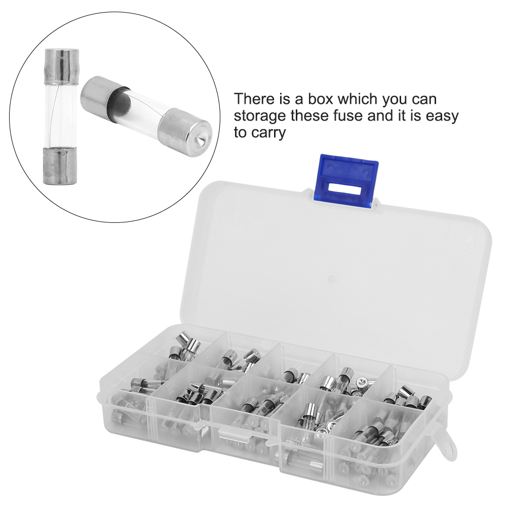 ROM 100 pcs 0-250 V universel 5 * 20 mm Kit de fusible en tube de verre ...