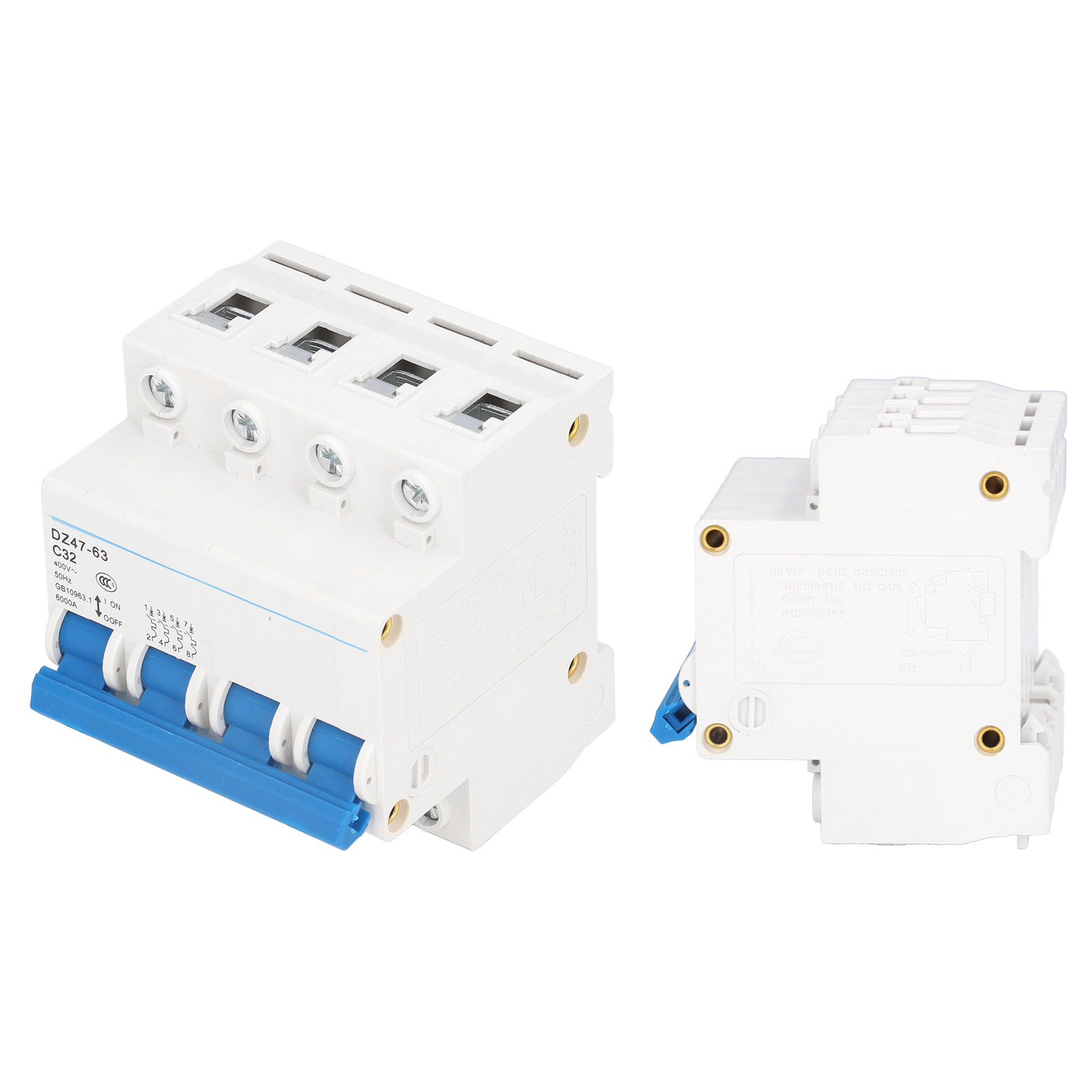 Disyuntor miniatura 4P Pa66 Montaje en riel DIN para sistemas eléctricos Capacidad de corte ...