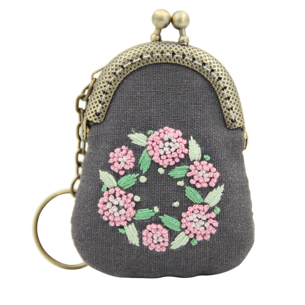 DIY Flower Embroidery Bag Kit DIY Fabric Bag Key Chain Cross Stitch ...