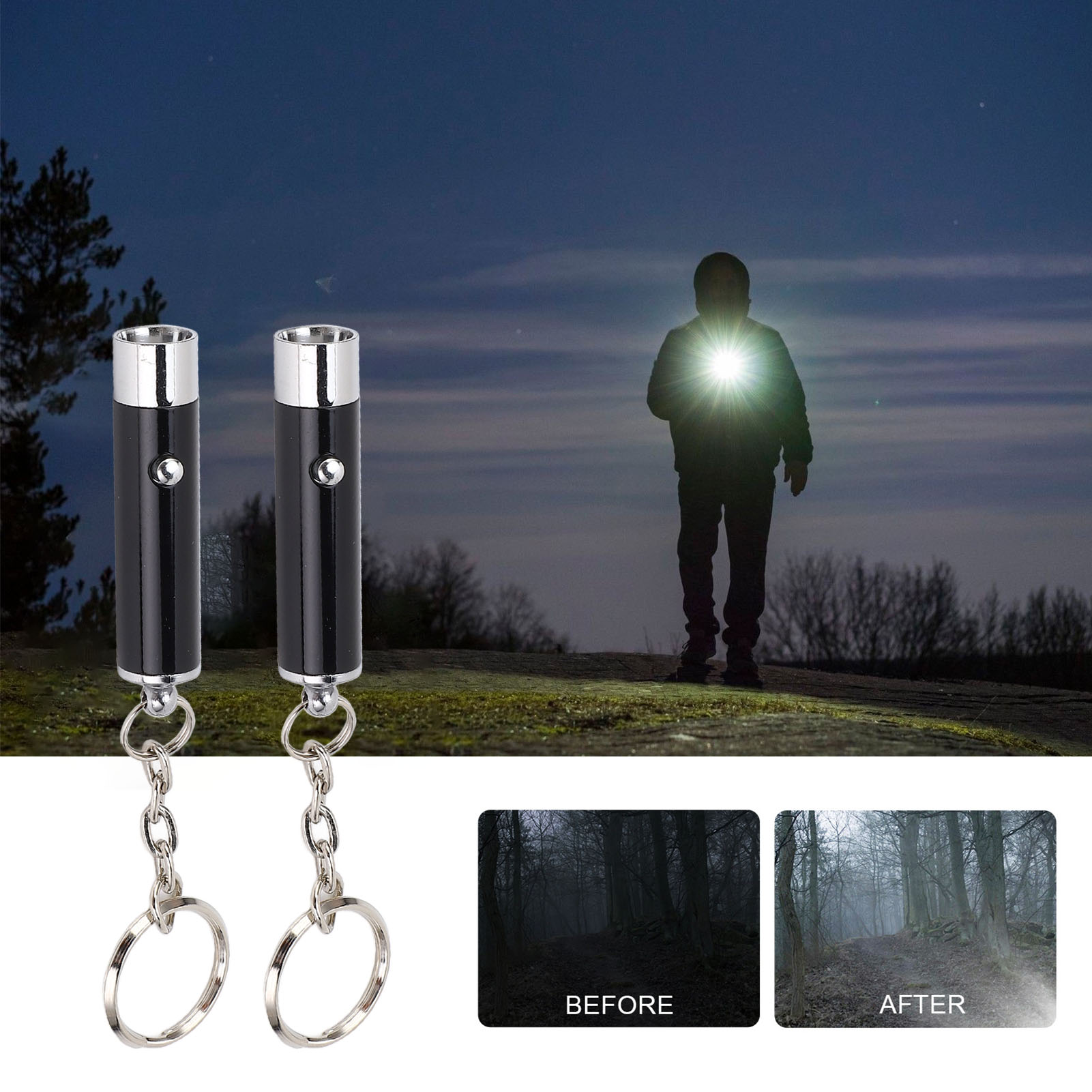 2PCS Mini Flashlight High Brightness Portable Multifunctional LED Torch ...